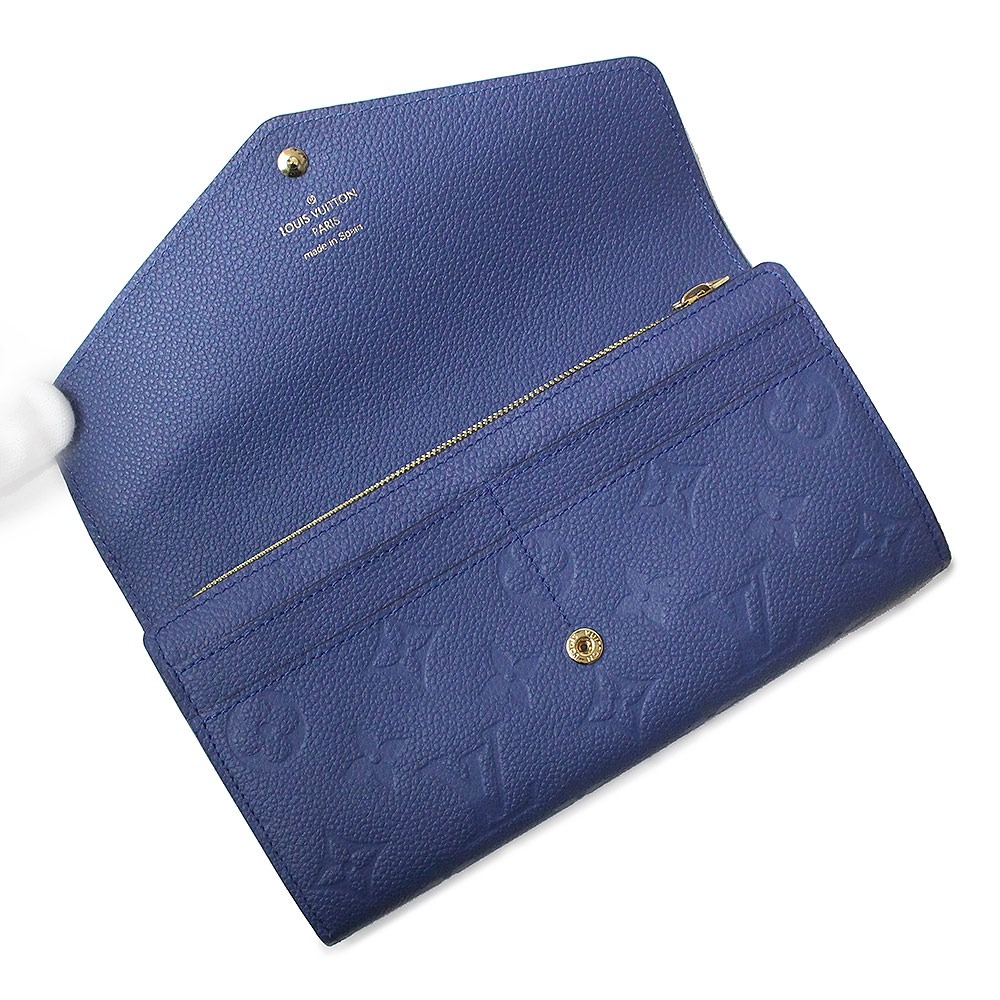 Louis Vuitton Monogram Emplant Leather Long Wallet Blue jUSTBAG Justbag.Net
