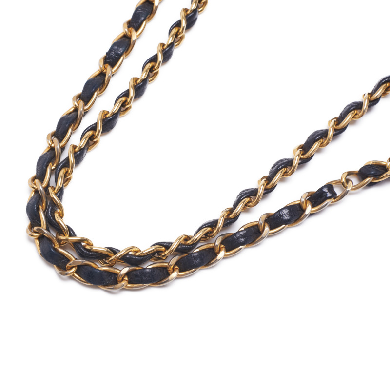 Chanel Border Stitch Round Flap Turn Lock Chain Lambskin Black jUSTBAG ...