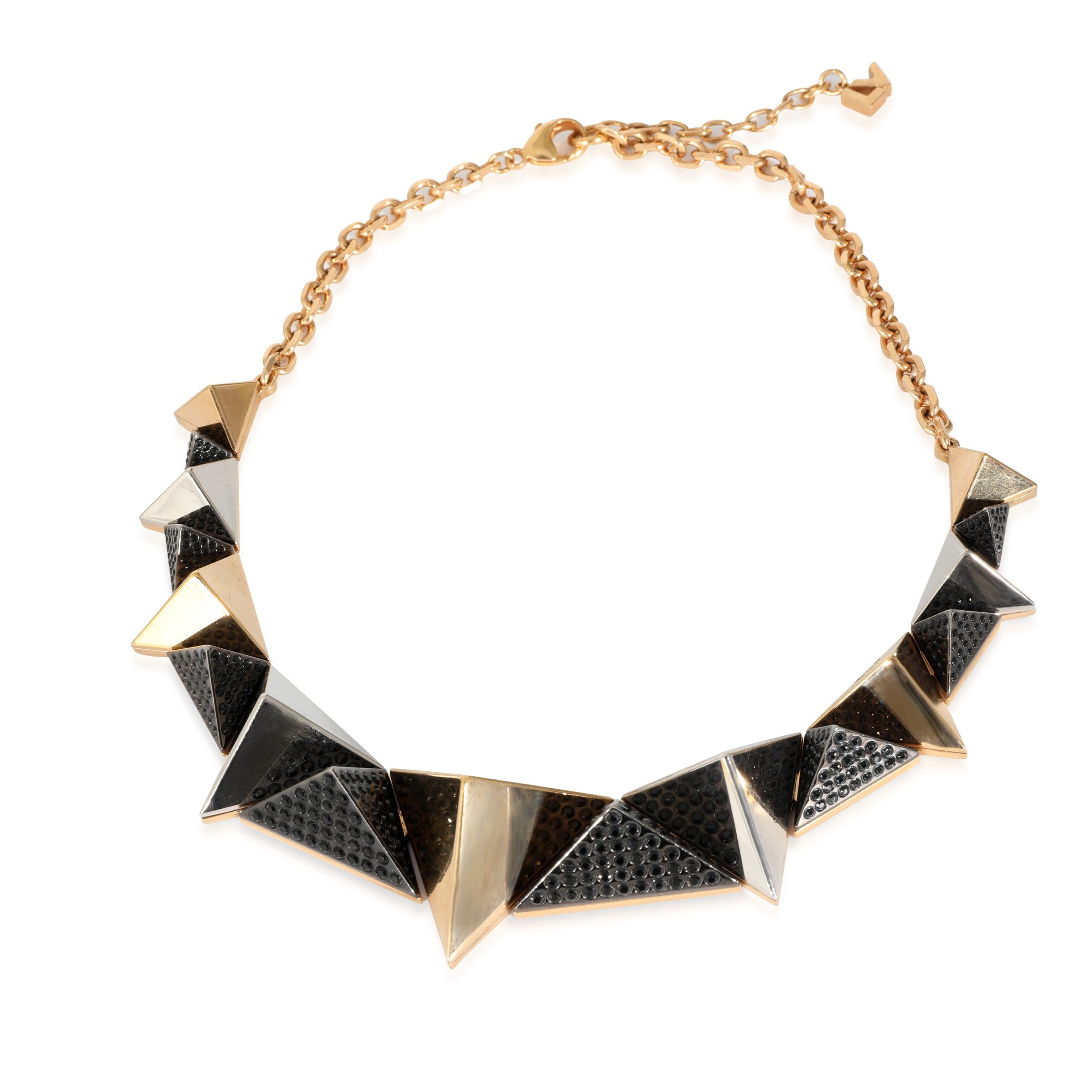 Louis Vuitton Gold Tone Pyramid Stud Necklace jUSTBAG Justbag.Net