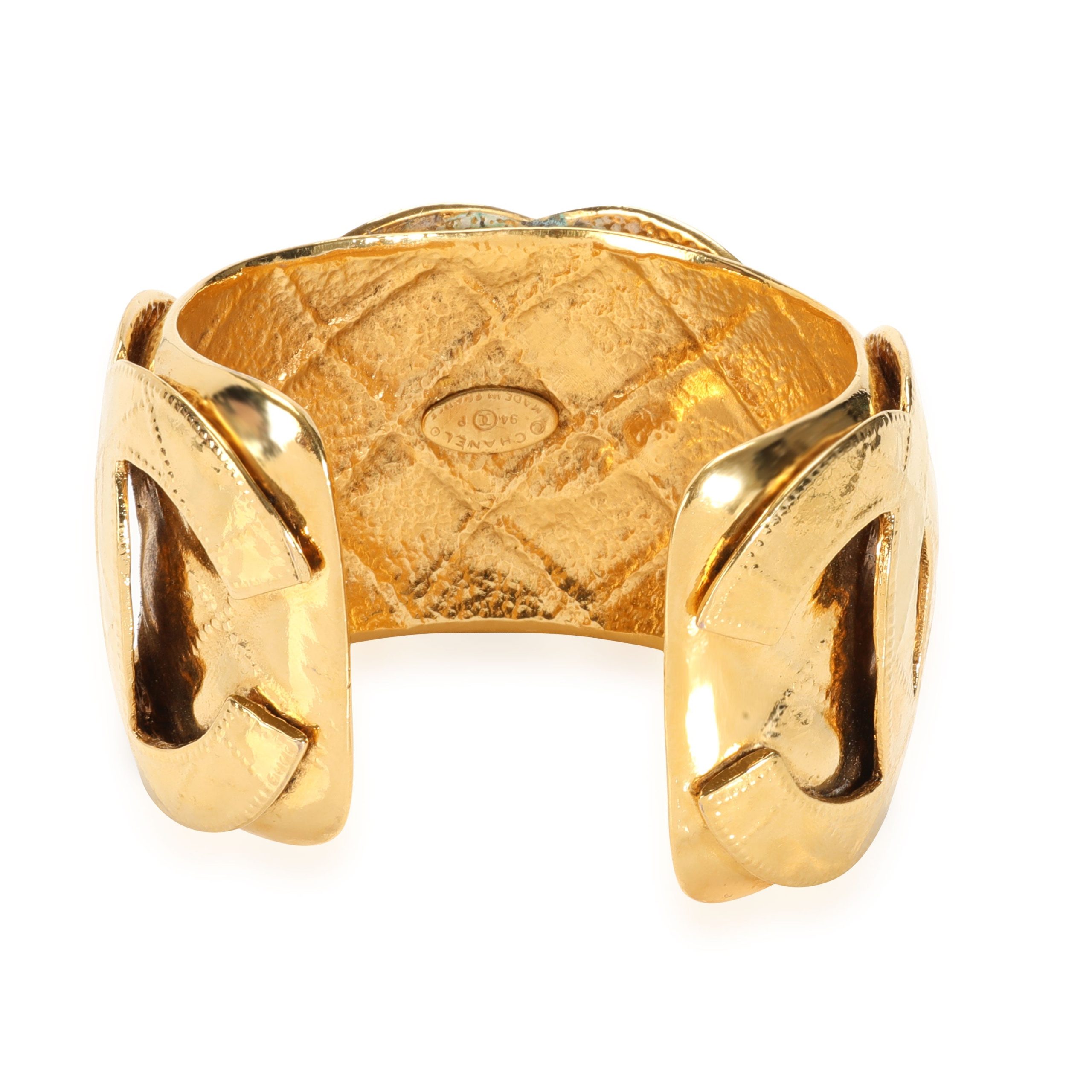 Vintage Chanel CC Metalesse 1994 Spring Collection Gold Plated Cuff ...