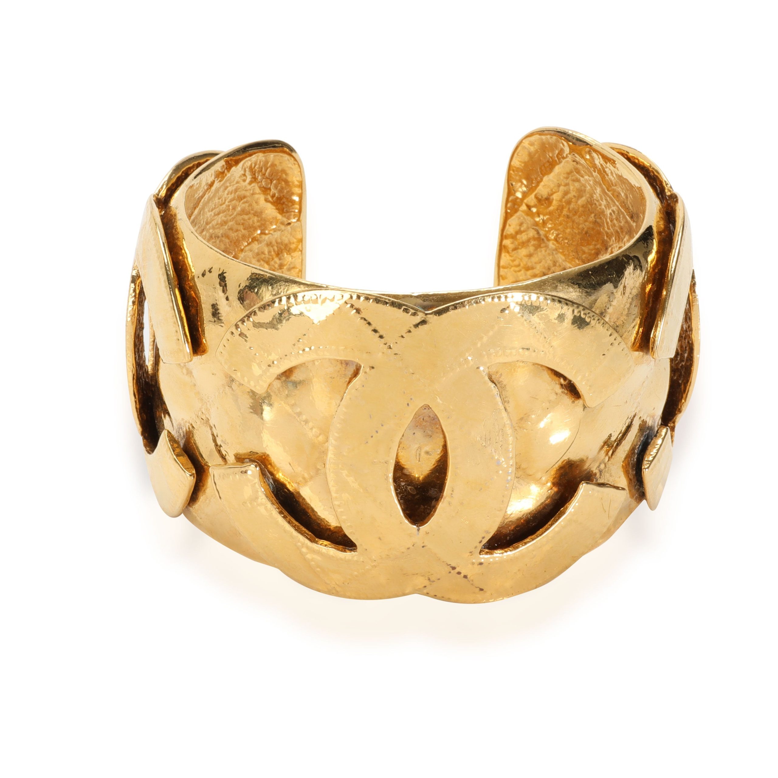 Vintage Chanel CC Metalesse 1994 Spring Collection Gold Plated Cuff ...