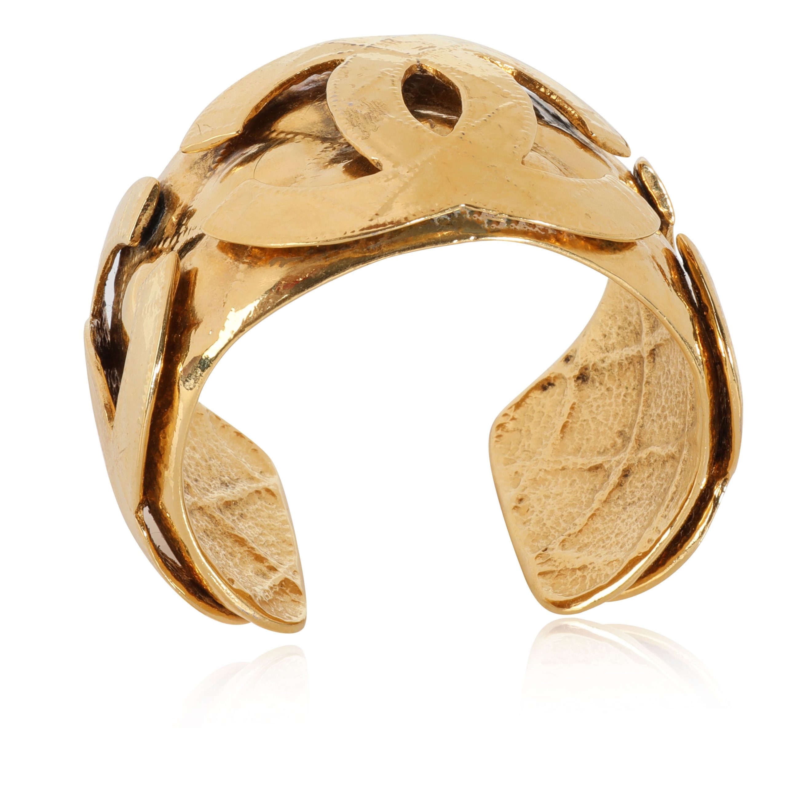 Vintage Chanel CC Metalesse 1994 Spring Collection Gold Plated Cuff ...