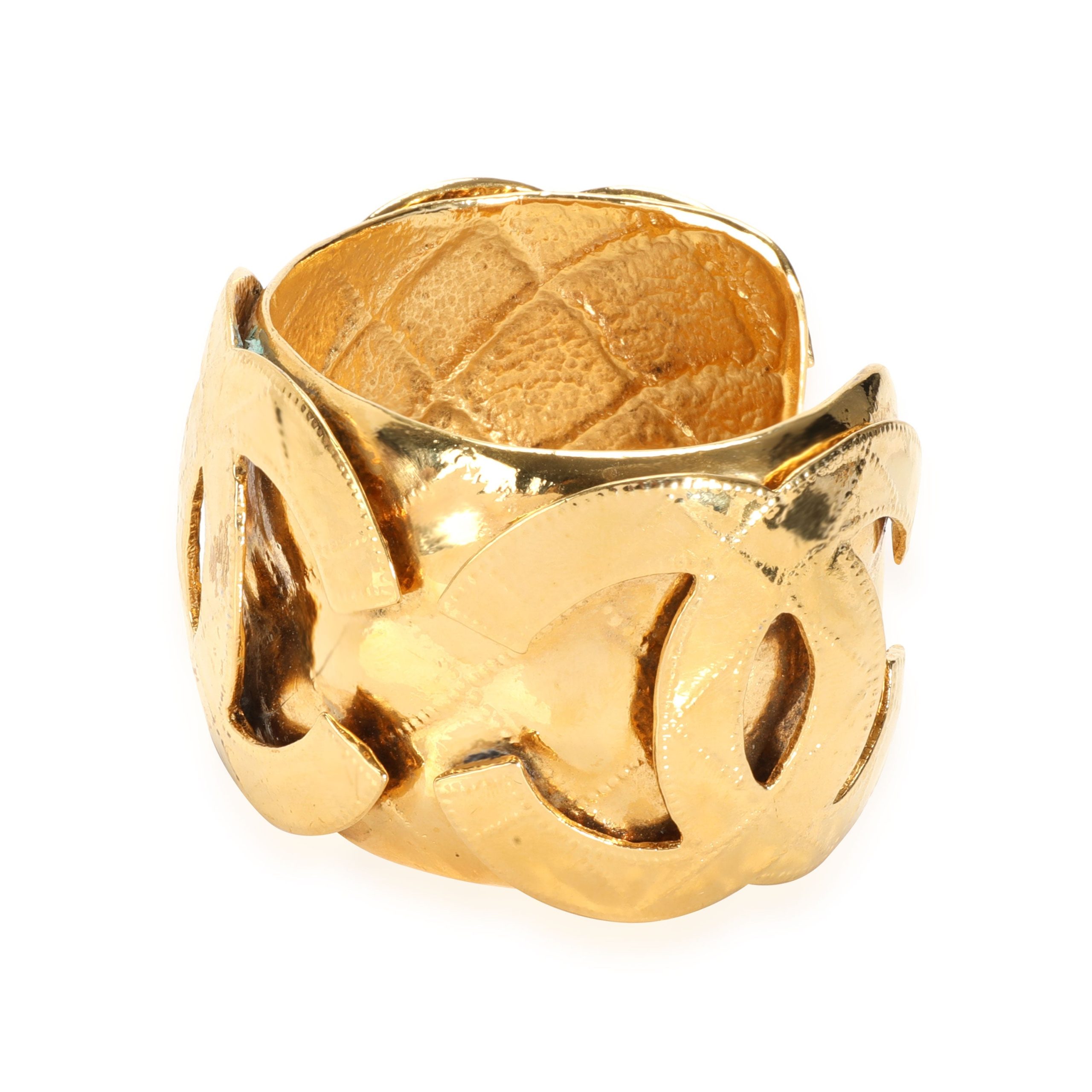 Vintage Chanel CC Metalesse 1994 Spring Collection Gold Plated Cuff ...