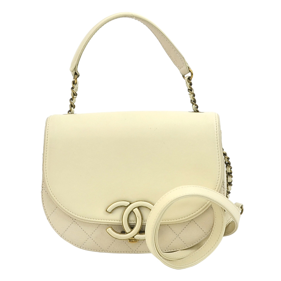 Chanel Leather Crossbody Shoulder Bag Cream jUSTBAG Justbag.Net