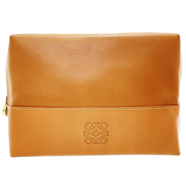 Loewe Anagram Leather Brown Pouch jUSTBAG Justbag.Net