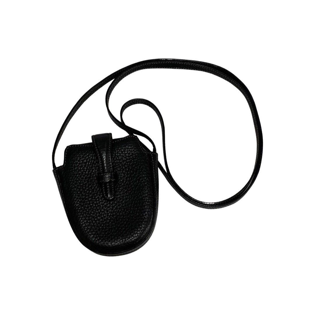 Loewe Logo Engraved Leather Mini Shoulder Bag Black jUSTBAG Justbag.Net