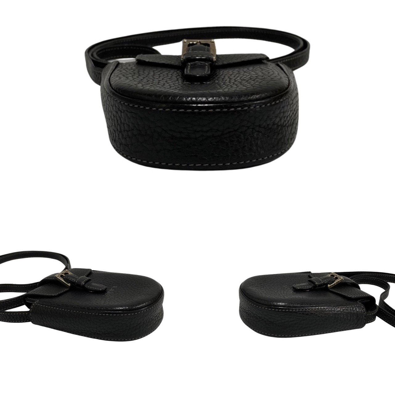 Loewe Logo Engraved Leather Mini Shoulder Bag Black jUSTBAG Justbag.Net