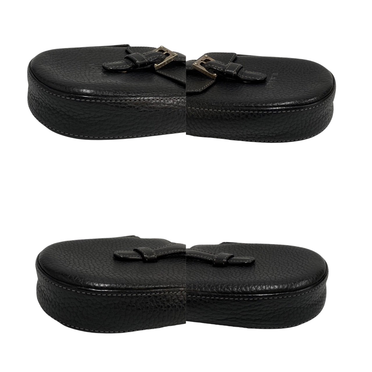 Loewe Logo Engraved Leather Mini Shoulder Bag Black jUSTBAG Justbag.Net